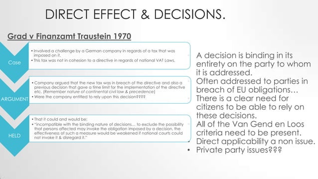 Direct Effect Eu Law Pptx Political Issues And Policy Politics
