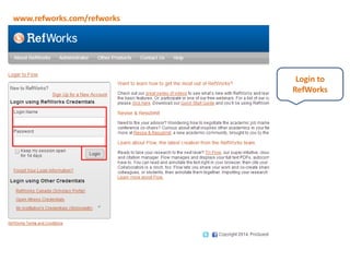 Direct export Web of Science to RefWorks | PPTX