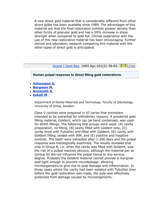 Direct filling gold | DOC | Dental Health | Diseases and Conditions