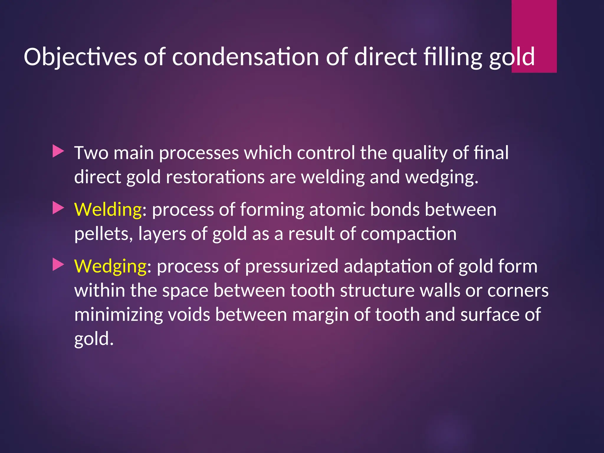 DIRECT FILLING GOLD RESTORATIONS IN .ppt