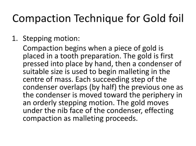 Direct gold restoration | PPTX | Dental Health | Diseases and Conditions