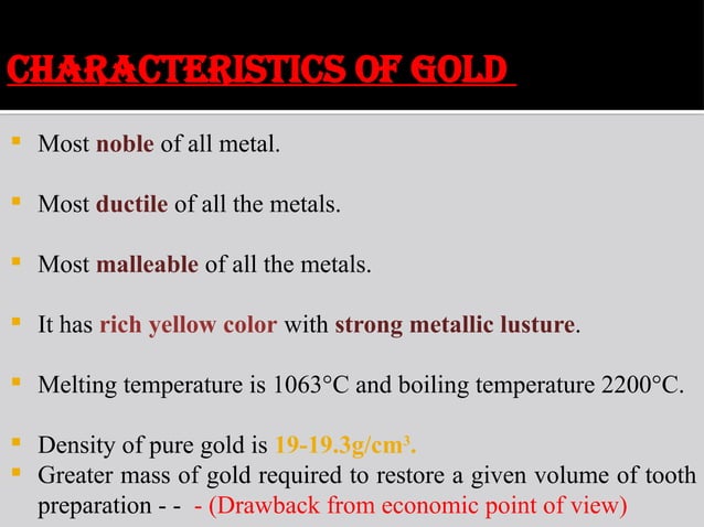 direct gold restoration classification uses and types | PPTX