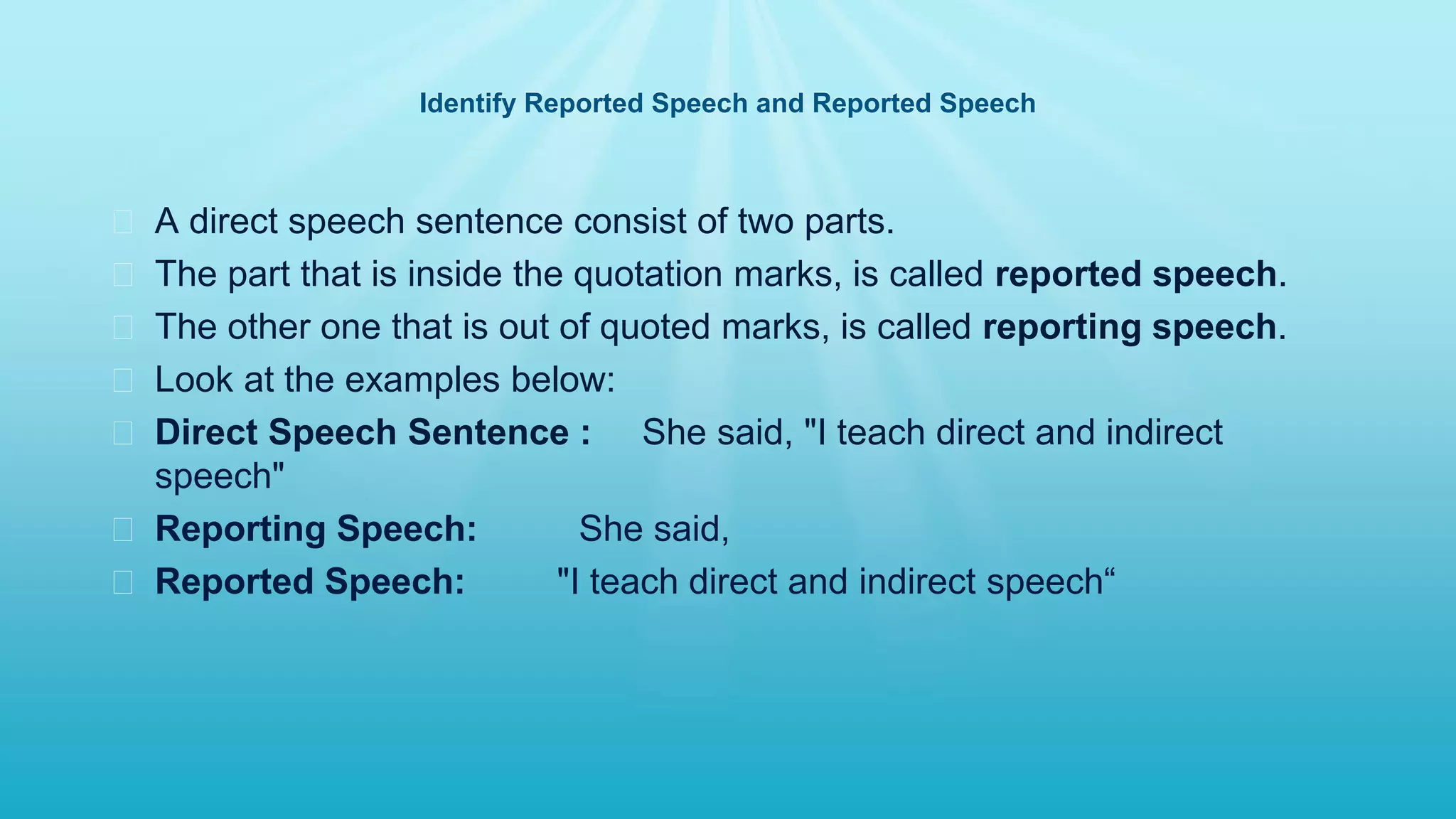 Direct/indirect speech Presentation | PPTX