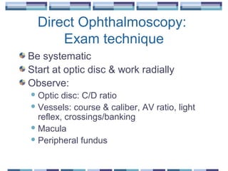 Direct & indirect ophthalmoscope | PPT