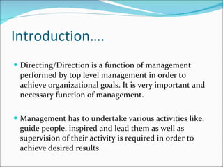Directing as management function | PPT