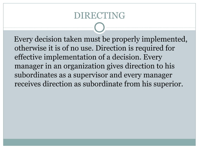 Directing - Management | PPT | Business | Business and Finance