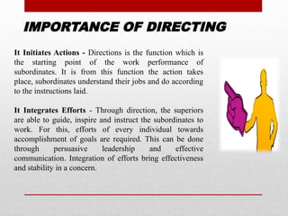 directing presentation (principle of management) | PPTX