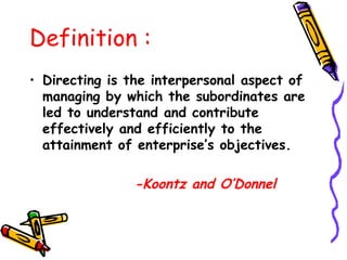Directing | PPT | Executive Leadership & Management | Business