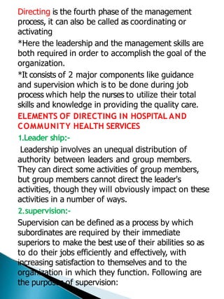 Directing leading in hospital and community services | PPTX