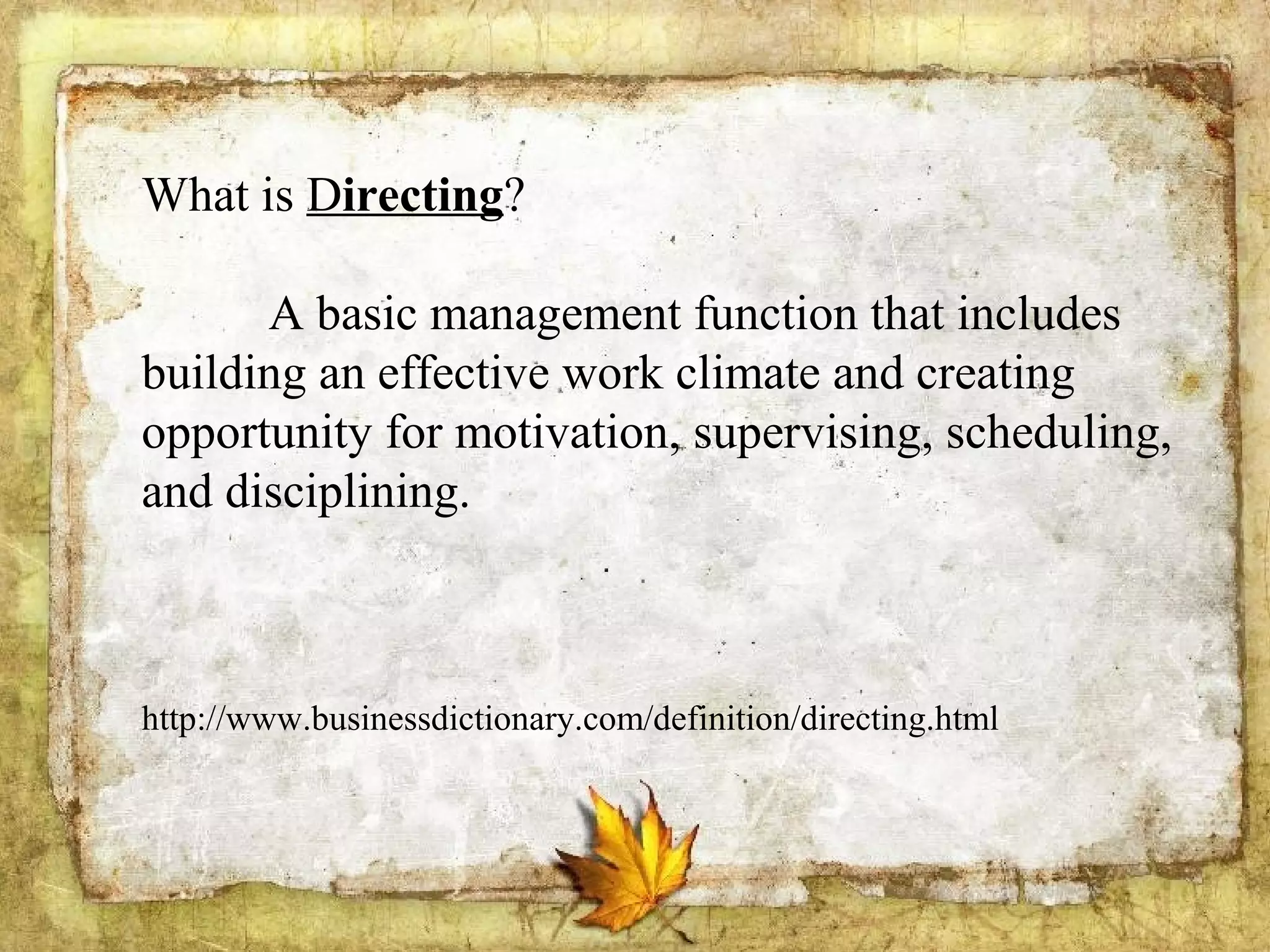 Directing powerpoint | PPT