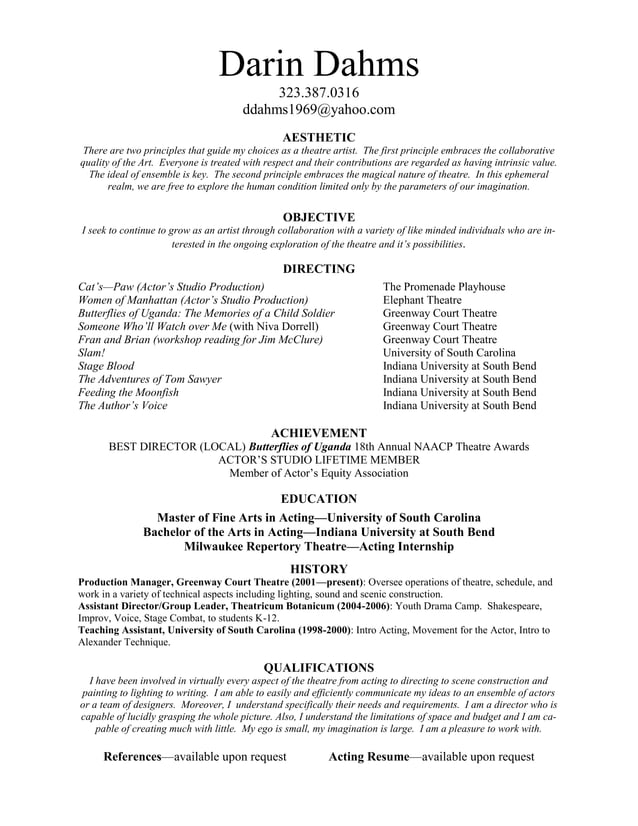 Directing Resume | PDF
