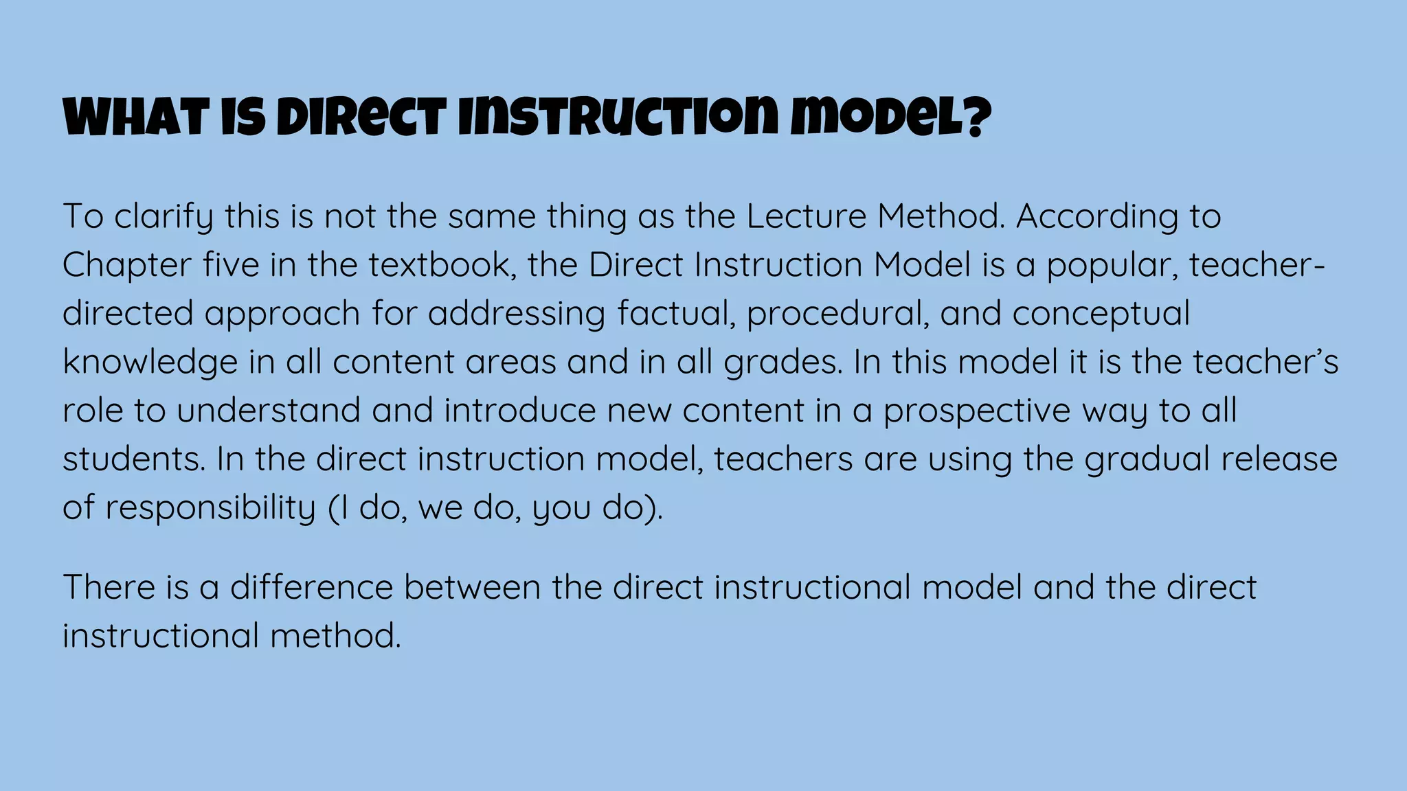 Direct Instruction Model | PPTX | Special Education | Education