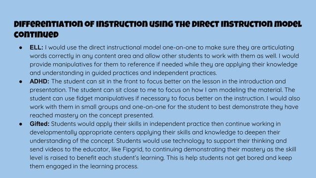 Direct Instruction Model | PPTX | Special Education | Education