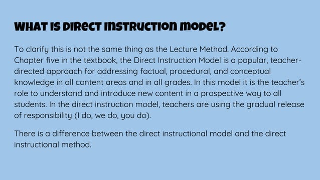 Direct Instruction Model | PPTX | Special Education | Education