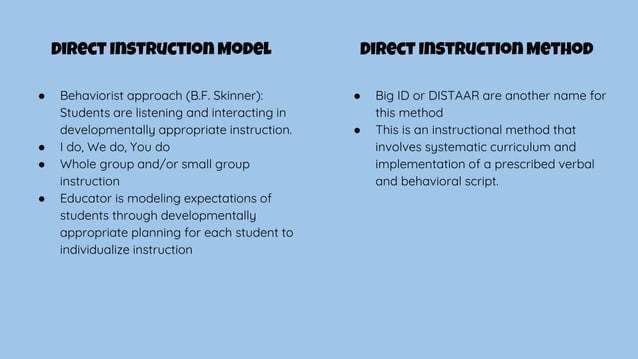 Direct Instruction Model | PPTX | Special Education | Education