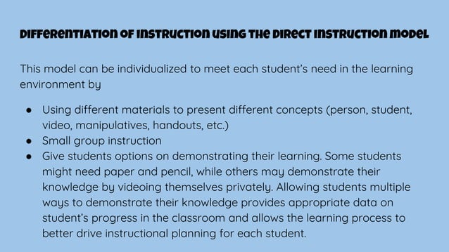 Direct Instruction Model | PPTX | Special Education | Education