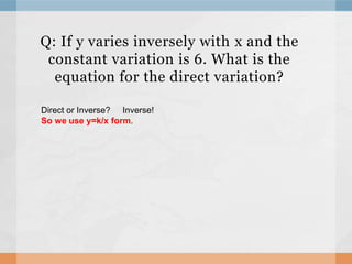 Direct inverse variation | PPSX