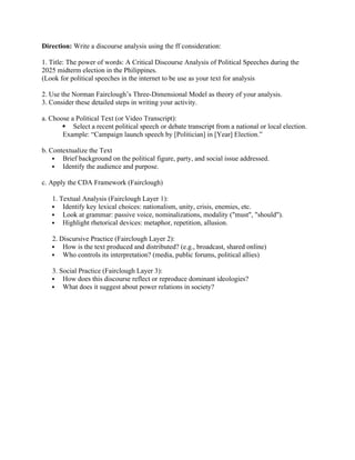 instruction about discourse and analysis | PDF