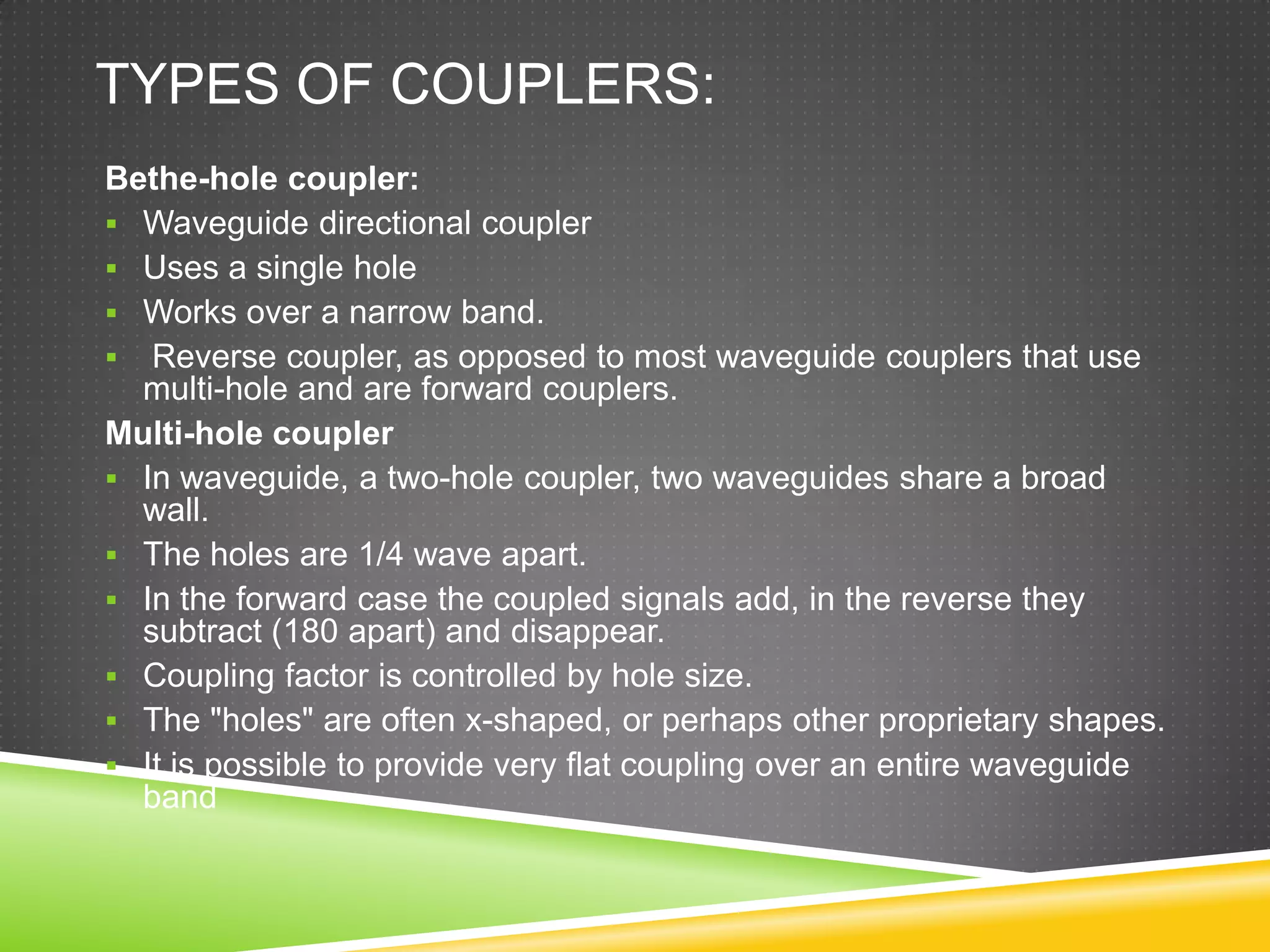 Directional couplers ppt for microwave engineering | PPTX
