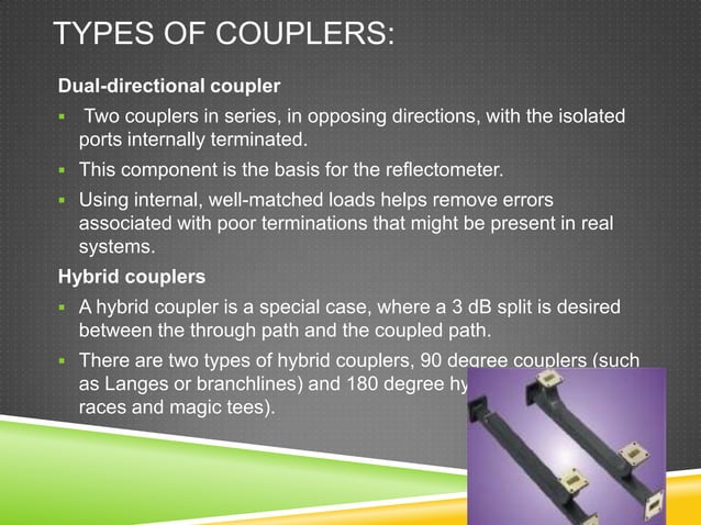 Directional couplers ppt for microwave engineering | PPTX