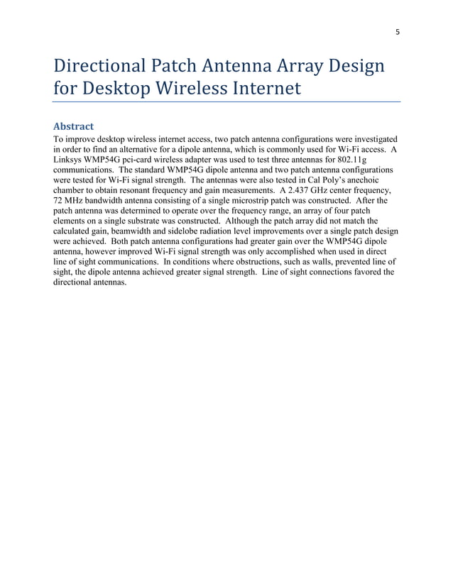 Directional patch antenna array design for desktop wireless inter | PDF