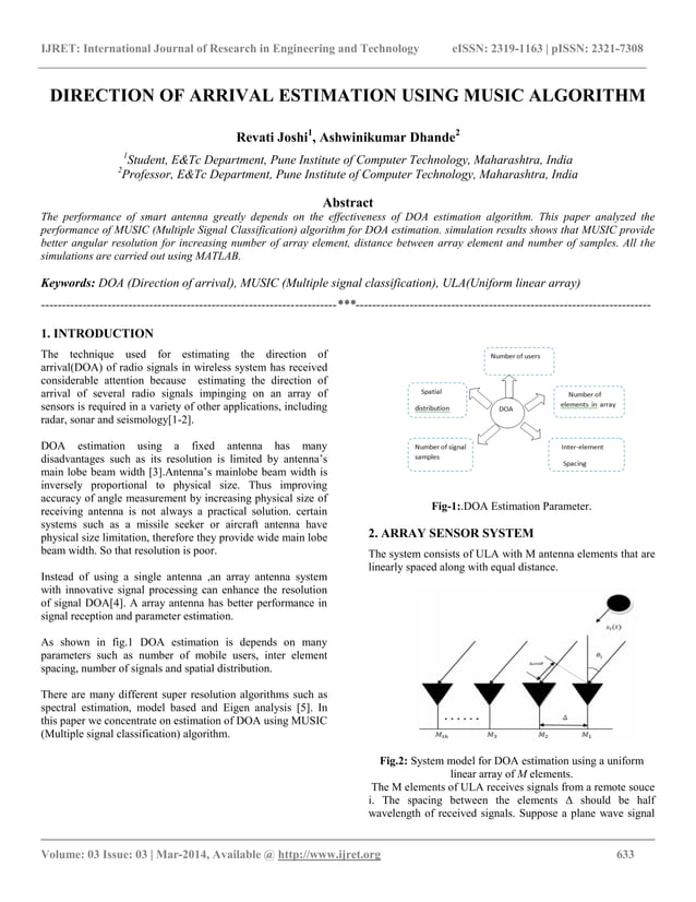 Direction Of Arrival Estimation Using Music Algorithm Pdf