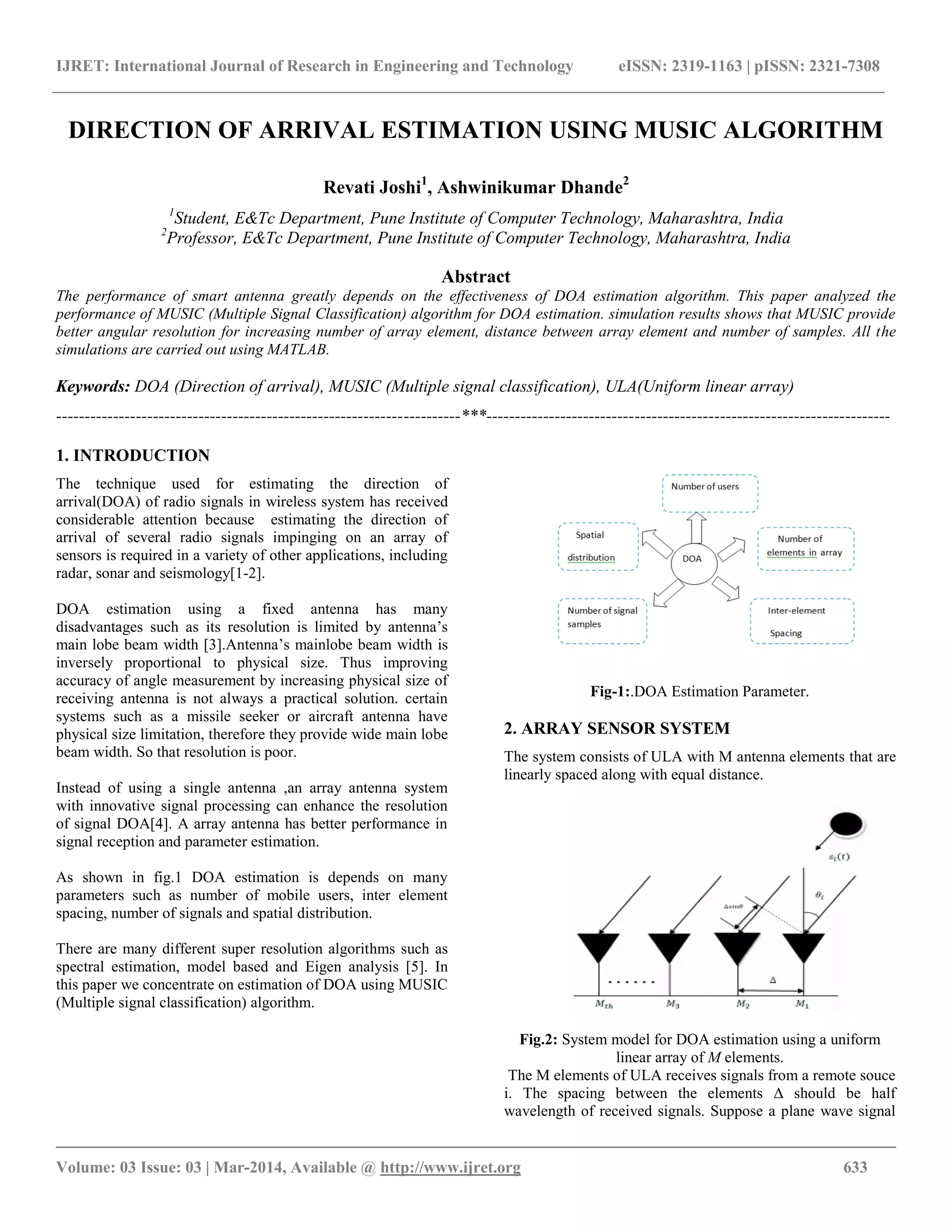 Direction Of Arrival Estimation Using Music Algorithm Pdf Digital Audio Computer Software