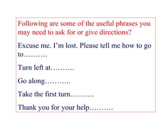 Asking for and giving Directions | PPT