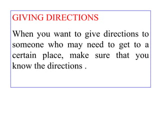 Asking for and giving Directions | PPT