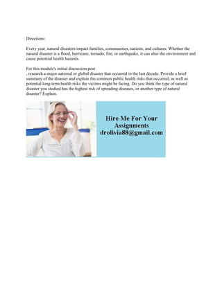 Directions-Every year- natural disasters impact families- communities ...