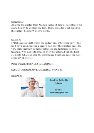 Directions Analyze the quotes from Walton included below. Par | PDF