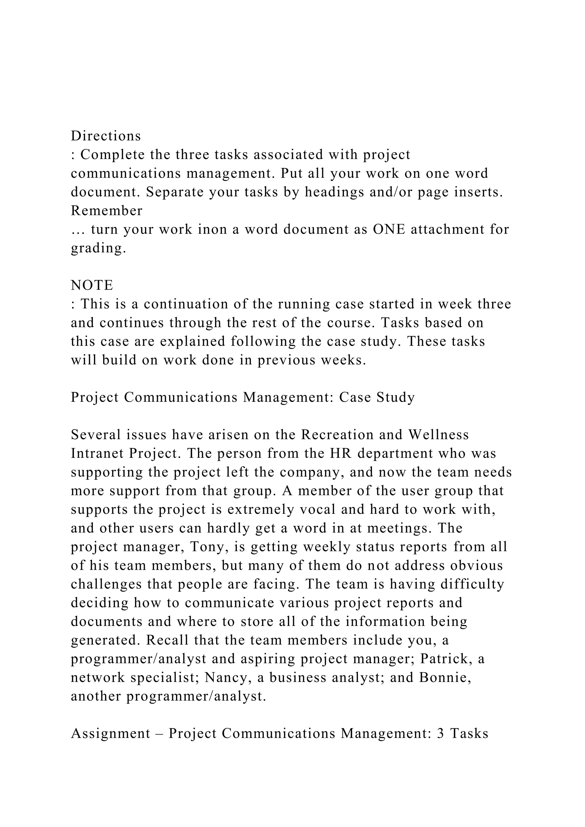 Directions Complete the three tasks associated with project c.docx