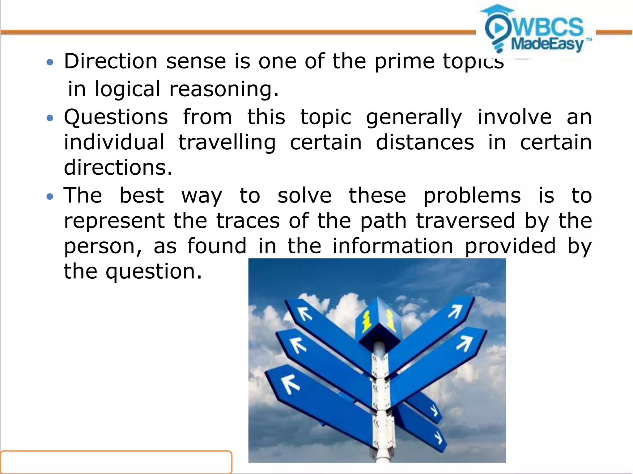 Direction Sense Problems in Reasoning WBCS Exam | PPT | Astrology ...