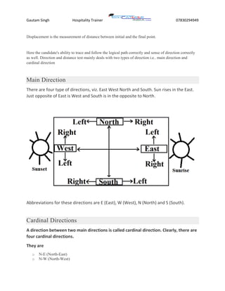 Direction sense test tricks | PDF