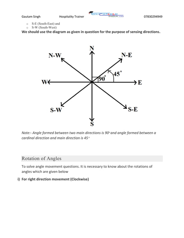 Direction sense test tricks | PDF | Geography | Science