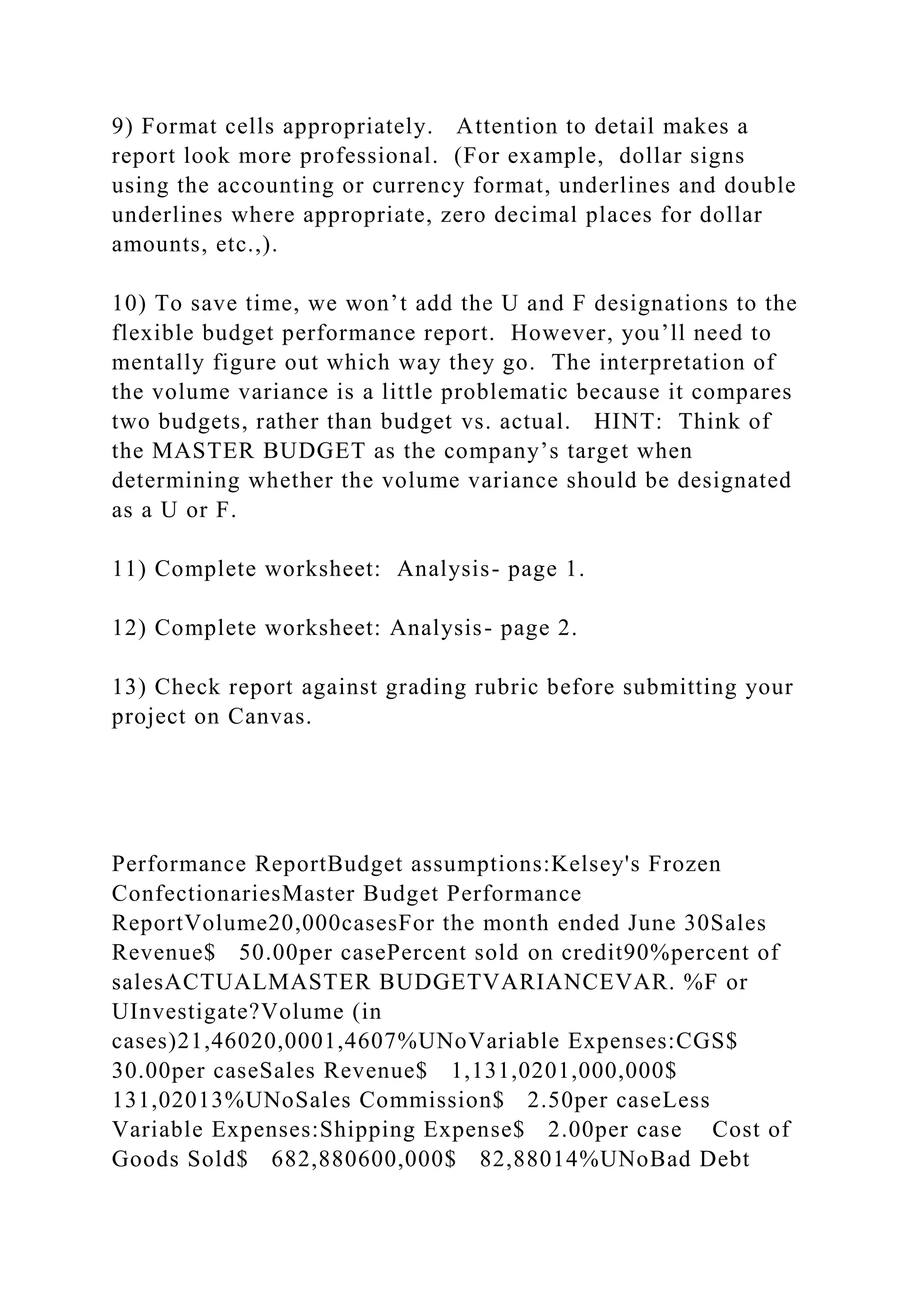 Directions Flexible Budget Performance Report Project You a.docx