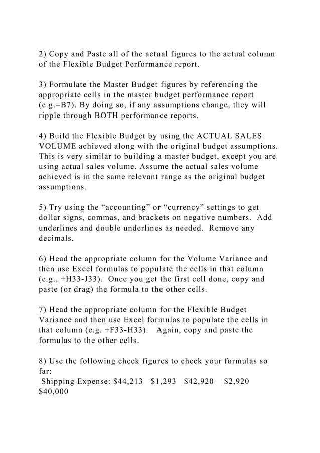 Directions Flexible Budget Performance Report Project You a.docx