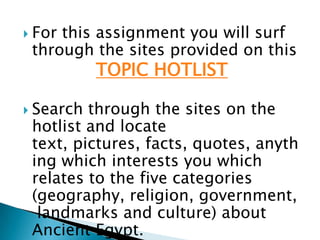 Directions for assignment | PPTX | Internet for Beginners | Internet