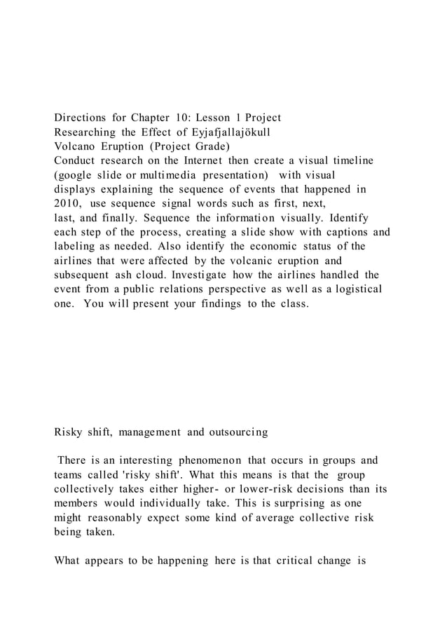 Directions for chapter 10 lesson 1 project researching the e | PDF