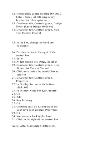 Directions for Developing Forms Using Word 2013NOTE The form .docx