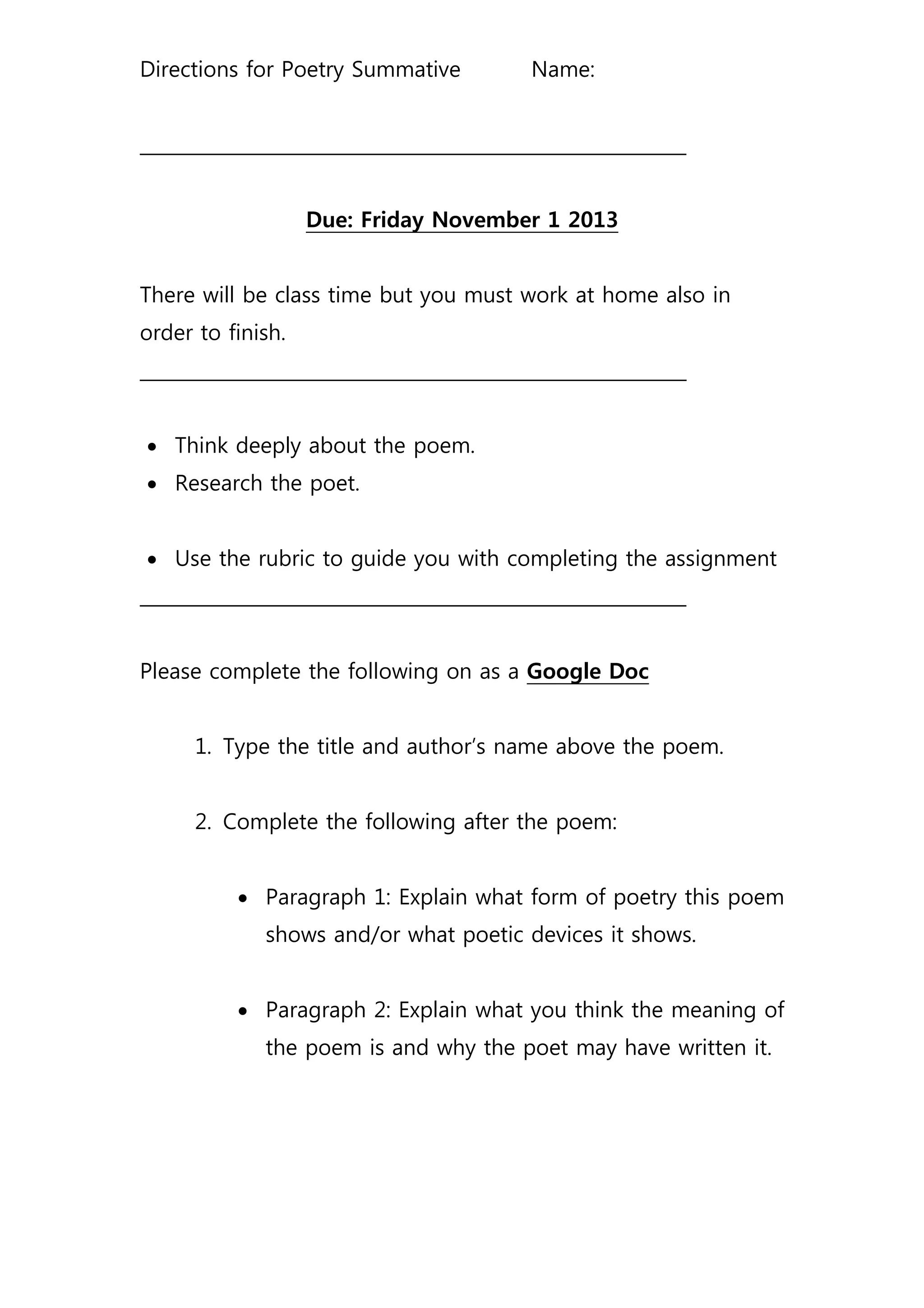 Directions for poetry summative 1314 | DOCX