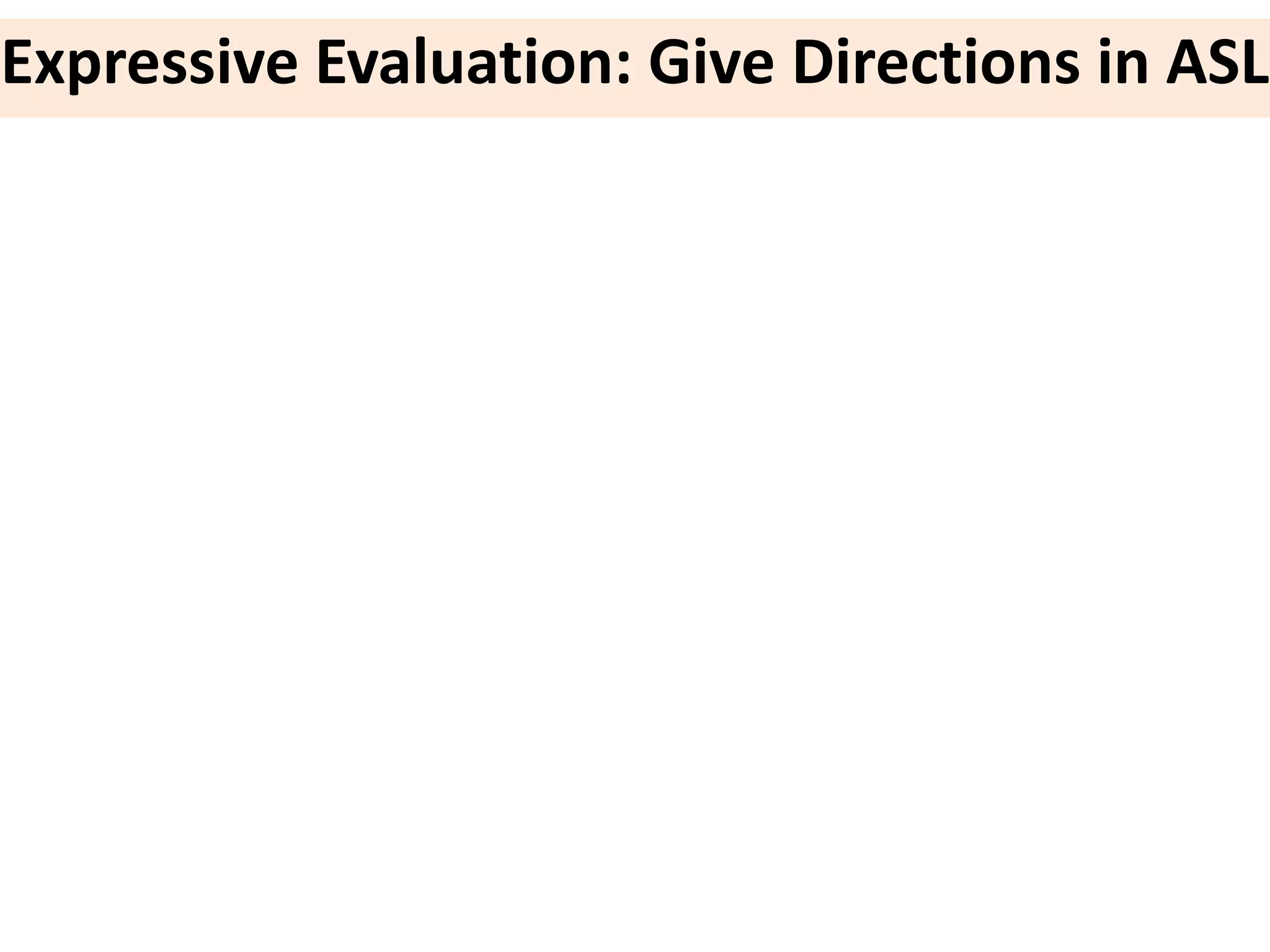 Expressive Evaluation: Giving Directions in ASL | PPT