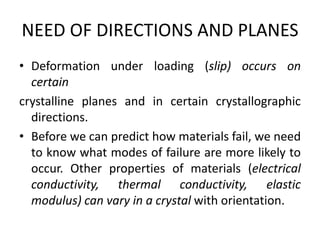 Directions, planes and miller indices | PPTX