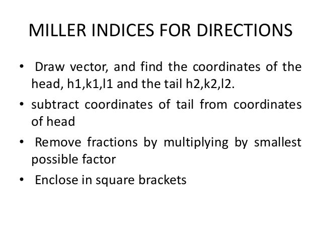Directions, planes and miller indices