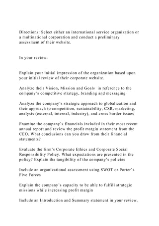 Directions Select either an international service organization or | DOCX