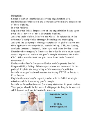 DirectionsSelect either an international service organization or .docx