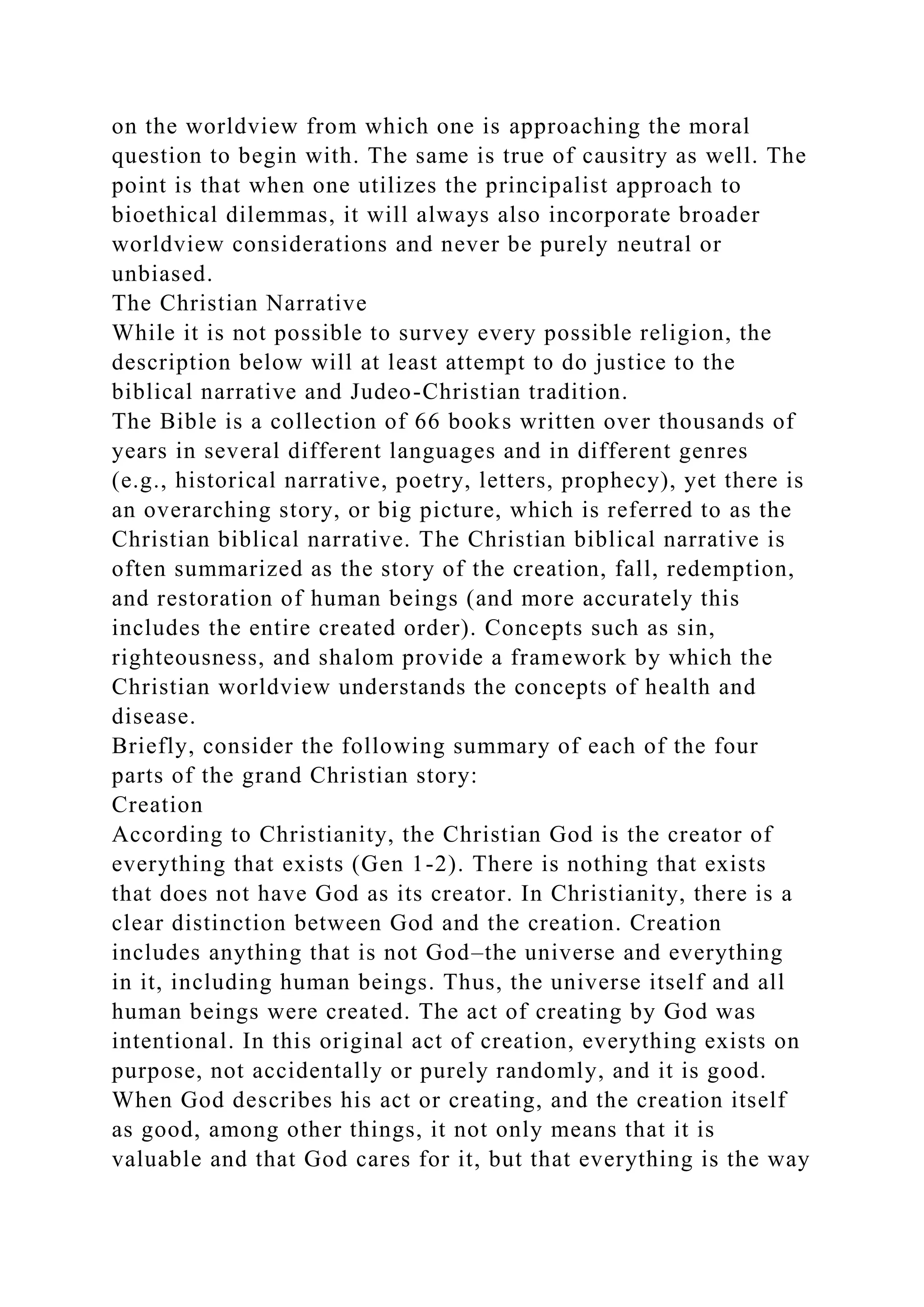 DIRECTIONS What do the four parts of the Christian Biblical Na.docx