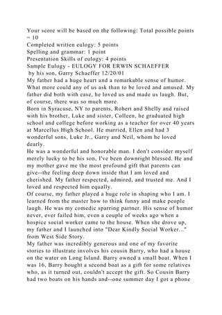 DirectionsWrite a eulogy commemorating the life of someon.docx