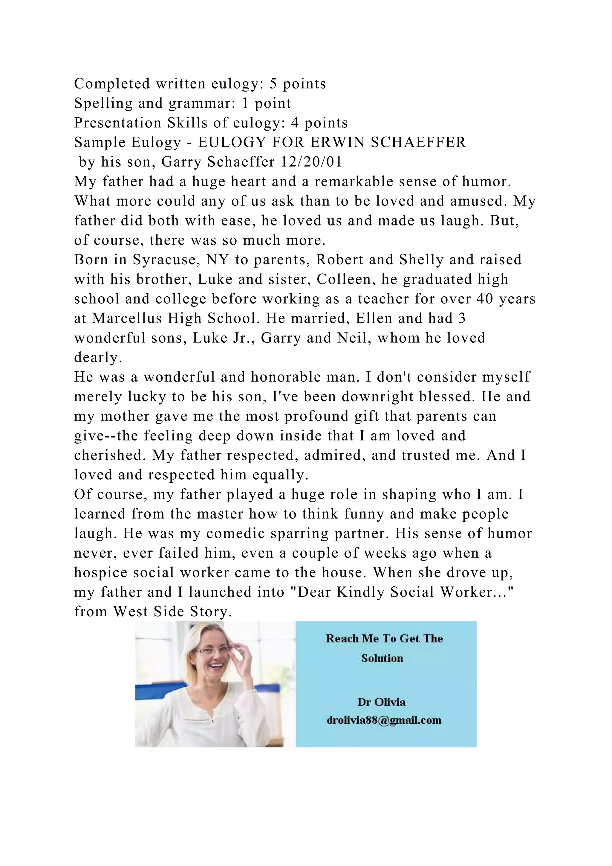 DirectionsWrite a eulogy commemorating the life of someone yo.docx