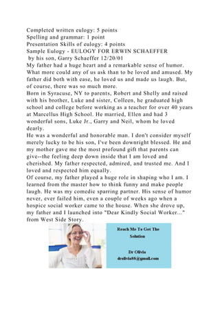 DirectionsWrite a eulogy commemorating the life of someone yo.docx